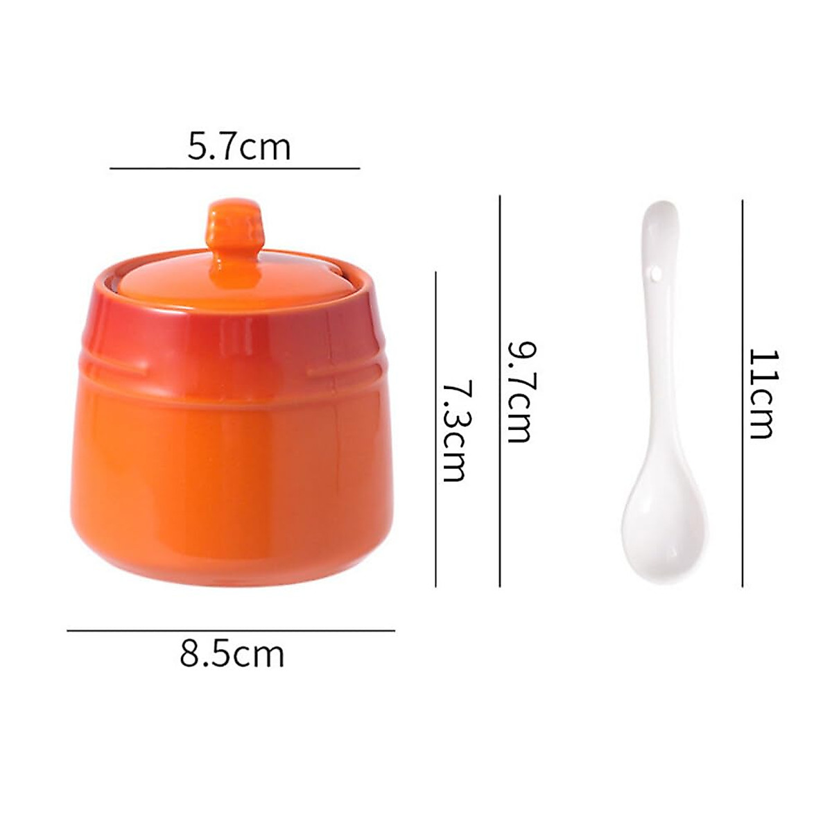 Luxshiny Salt Pig Ceramic Sugar Bowl with Lid and Spoon Porcelain Sugar Salt Pepper Storage Jar Seasoning Container Sugar Holder Sugar Cube Jar Coffee Bar Accessories Orange