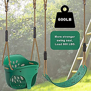 Dolibest Toddler Swing Set Accessories High Back Full Bucket Swing Seats w/Adjustable Rope and 4 Locking Carabiners, Cute Elephant Shape Design 600LB Capacity (2 Pack)