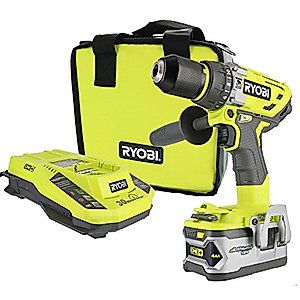 Ryobi P1813 One+ 18V Lithium Ion 750 Inch Pound Cordless Hammer Drill Power Tool Kit (Includes Battery Charger and Bag)