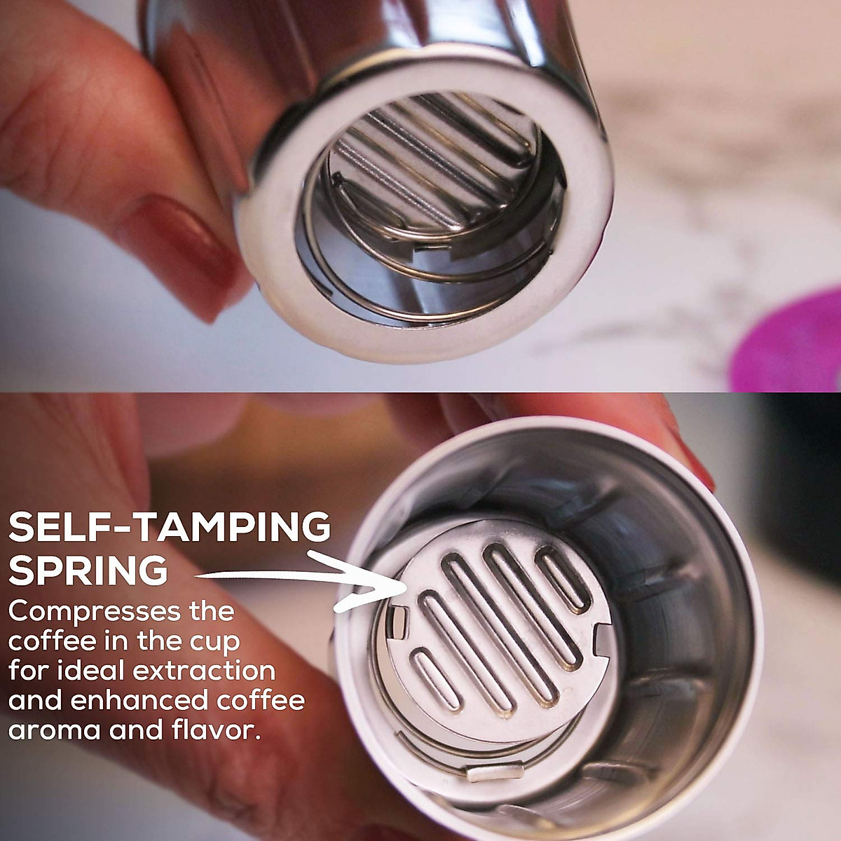 EZ-Cup Stainless Steel Reusable K Cup Coffee Pod for Keurig + 25 Disposable Paper Filters - Refillable Capsule Compatible with Keurig 1.0 2.0 K-Slim K-Mini Plus K-Duo K-Series & Other Select Models