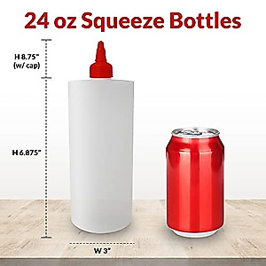 Reli. Plastic Squeeze Bottles, 24 oz. | 8 Pack | Condiment Squeeze Bottles for Sauces | Clear w/Red Twist Cap | 24 Ounce Hot Sauce, Ketchup Bottles | Squirt Bottles for Condiments, Olive Oil, Liquids