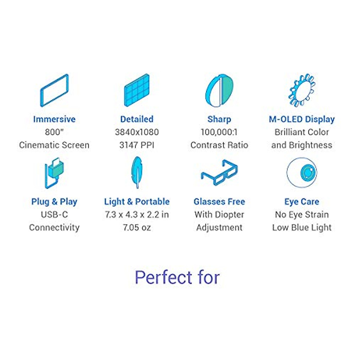 Goovis Young T2 Head-Mounted Display Personal Mobile Cinema with AM-OLED Display HMD for Gaming and Movies Compatible with Laptop Tablet Smartphone