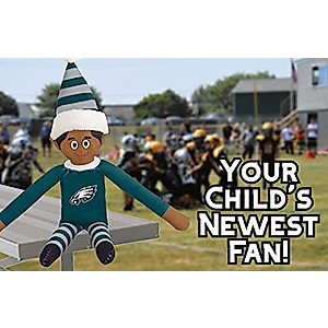 FOCO Philadelphia Eagles Ebony NFL Bench Buddy Shelf Elf - Limited Edition NFL Team Christmas Elf - Plush Toy Travel Companion, Home or Tailgate
