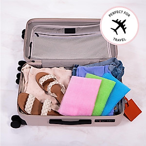 S&T INC. Back Scrubber for Shower, Exfoliating Body Scrubber or Bath Exfoliating Towel for Skin Care, 11.8 Inches x 35.4 Inches, Assorted Pink, 3 Pack