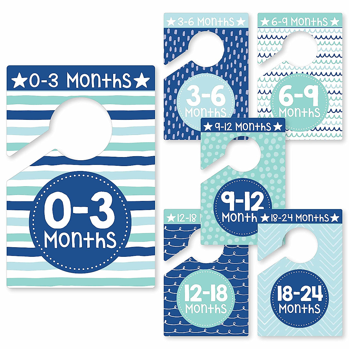 6 Baby Closet Size Dividers Boy - Blue Baby Closet Dividers by Month, Baby Closet Organizer for Nursery Organization, Baby Essentials for Newborn Essentials Baby Boy, Nursery Closet Dividers Boy
