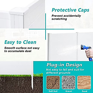 BETELNUT Outdoor Privacy Screen 2 Panels, 48''H Decorative Air Conditioner Fence Trash Can Enclosure with 3 Stakes, Easy Assembly, PVC Vinyl Freestanding Picket Fences for Garden Patio Lawn