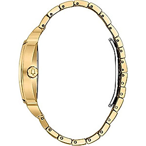 Bulova Men's Crystals Phantom Gold Tone Stainless Steel 3-Hand Quartz Watch, Cushion Shape Dial and Curved Mineral Crystal Style: 98B323