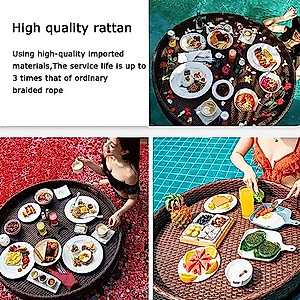 DAZULI Extra Large Round Floating Bar Table Serving Tray Drink Holder for Pool or Beach Party Float Refreshment Durable,White