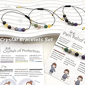 Ronglry Spiritual Crystal Bracelet for Women Men Chakra Crystals and Healing Stones Bracelets Natural Healing Crystal Beads Bracelet 7 Chakra Bracelets Quartz Amethyst Bracelet for Anxiety Relief