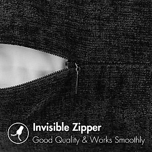 MIULEE Halloween Pack of 2 Couch Throw Pillow Covers 20x20 Inch Soft Black Chenille Pillow Covers for Sofa Living Room Solid Dyed Pillow Cases