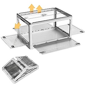 WYZworks Collapsible Storage Boxes with 5 sides Opening - Foldable Stackable Plastic Storage Box Tote w/Wheels Designed for Clothing, Snack Pantry, Toys, Side Latching Locks - 42L - White