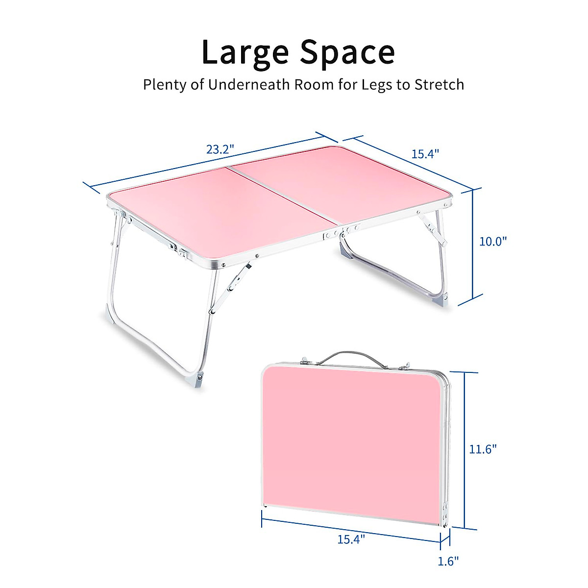 Foldable Laptop Desk, SUVANE Breakfast Serving Bed Tray, Portable Mini Picnic Table Storage Space Lap Desk Reading Holder(Pink)