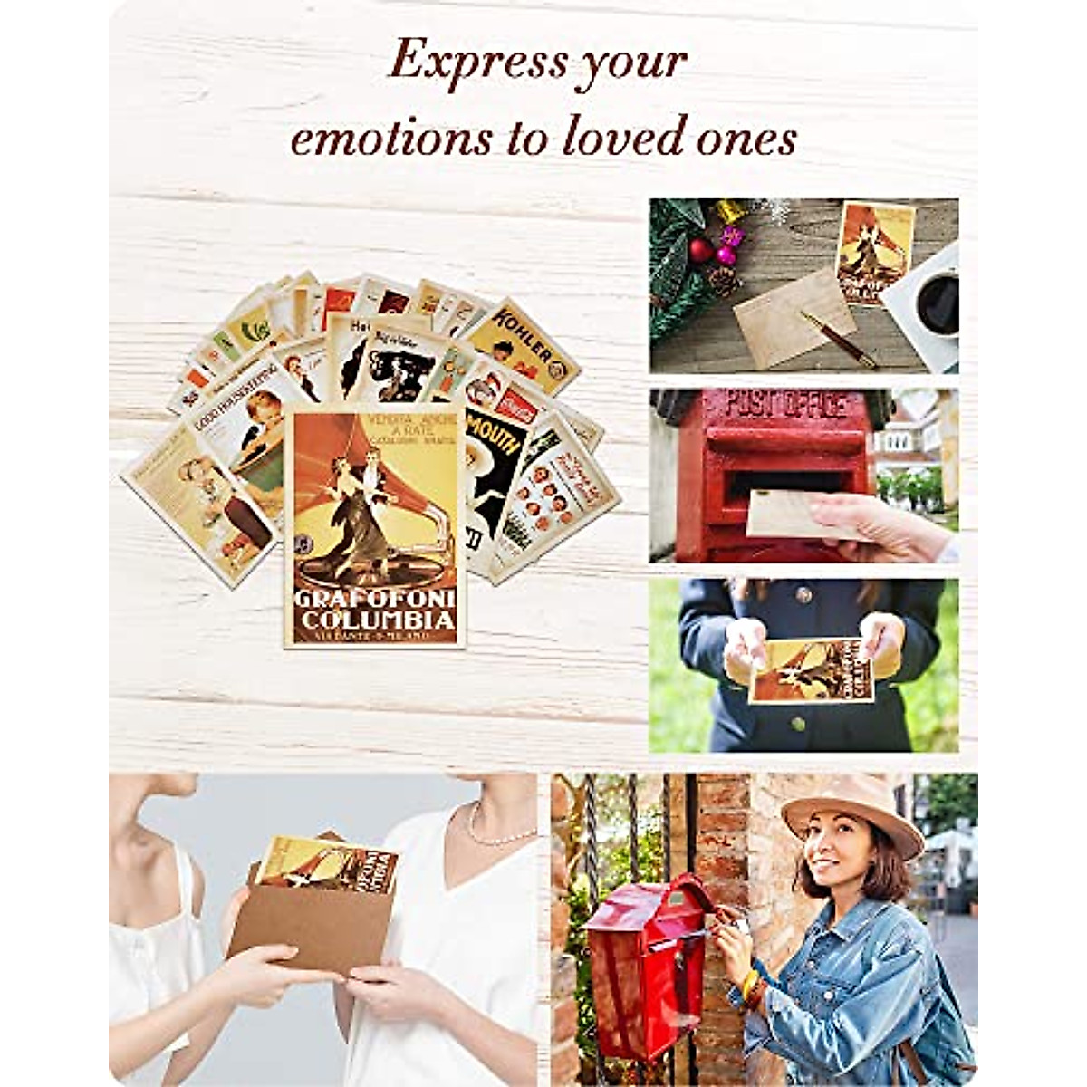 Fancyoung 32 PCS 1 Set Vintage Retro Old Poster Postcard Greeting Cards Souvenir Gifts for Worth Collecting