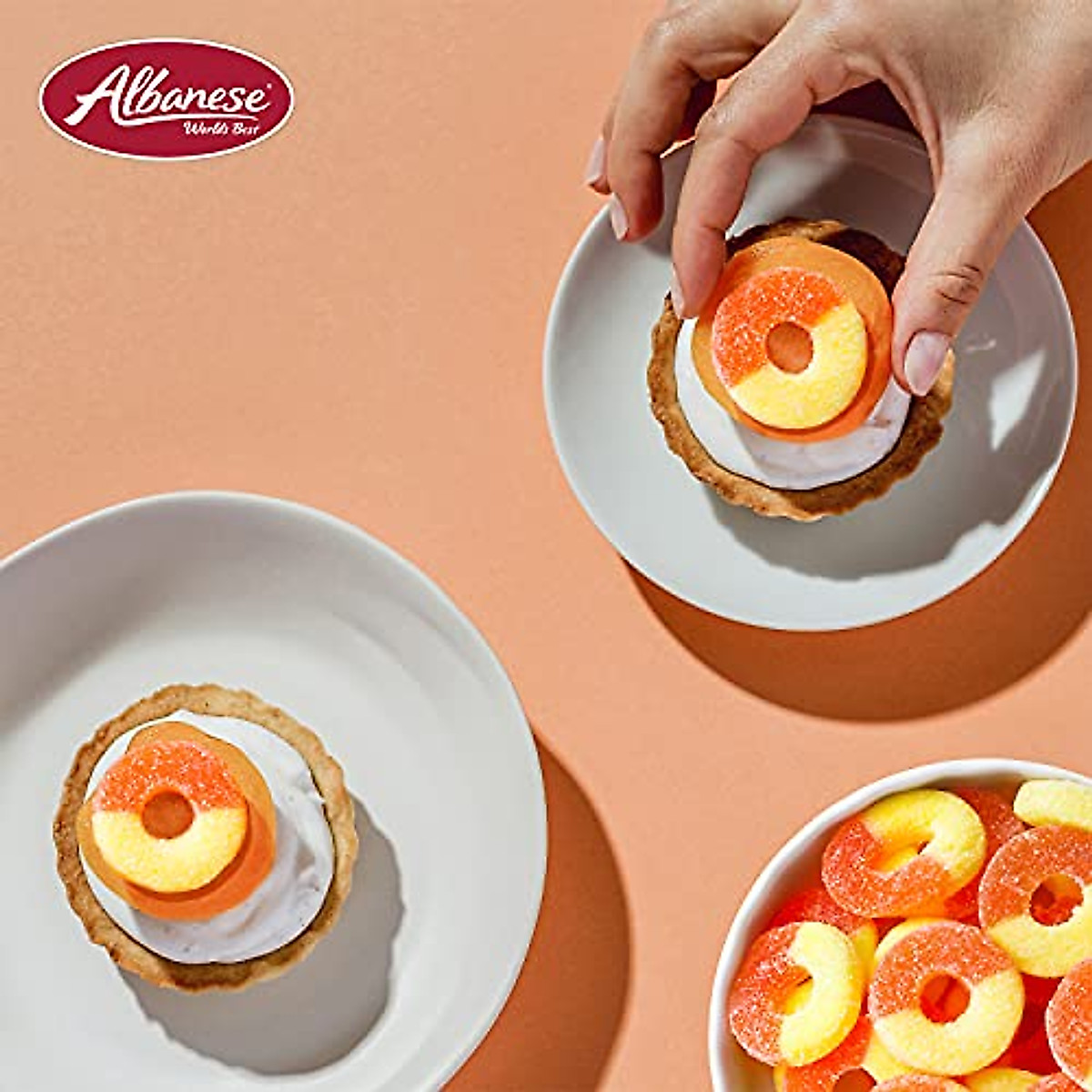 Albanese World's Best Gummi Peach Rings, 4.5lbs of Easter Candy, Great Easter Basket Stuffers