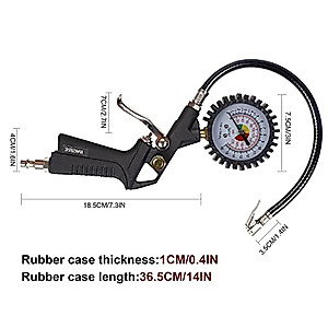Hausse Heavy Duty Air Compressor Accessory Kit, Air Blow Gun and Air Hose Fittings, 1/4" NPT Air Tool Kit with 116 PSI Rubber Hose Tire Inflator Gauge