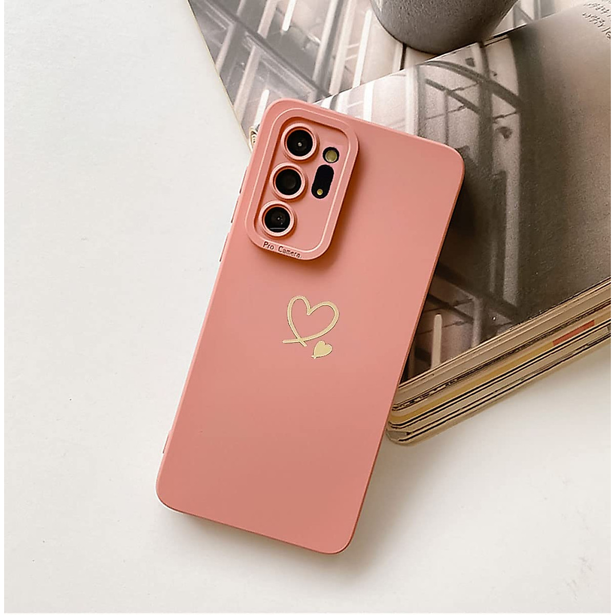 Sunswim Compatible with Galaxy Note 20 Ultra Case Cute Plated Love Heart Full Camera Lens Protection Shockproof Bumper TPU Protective Cover Phone Cases for Samsung Galaxy Note 20 Ultra 5G 6.9"-Pink