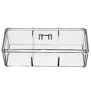 Tea Bag Holder Kitchen Pantry Cabinet Countertop Organizer Storage Bin Box with Cover for Coffee, Tea, Sugar Packets, Sweeteners, Creamers, Drink Pods, Packets(Acrylic/3 Grids)