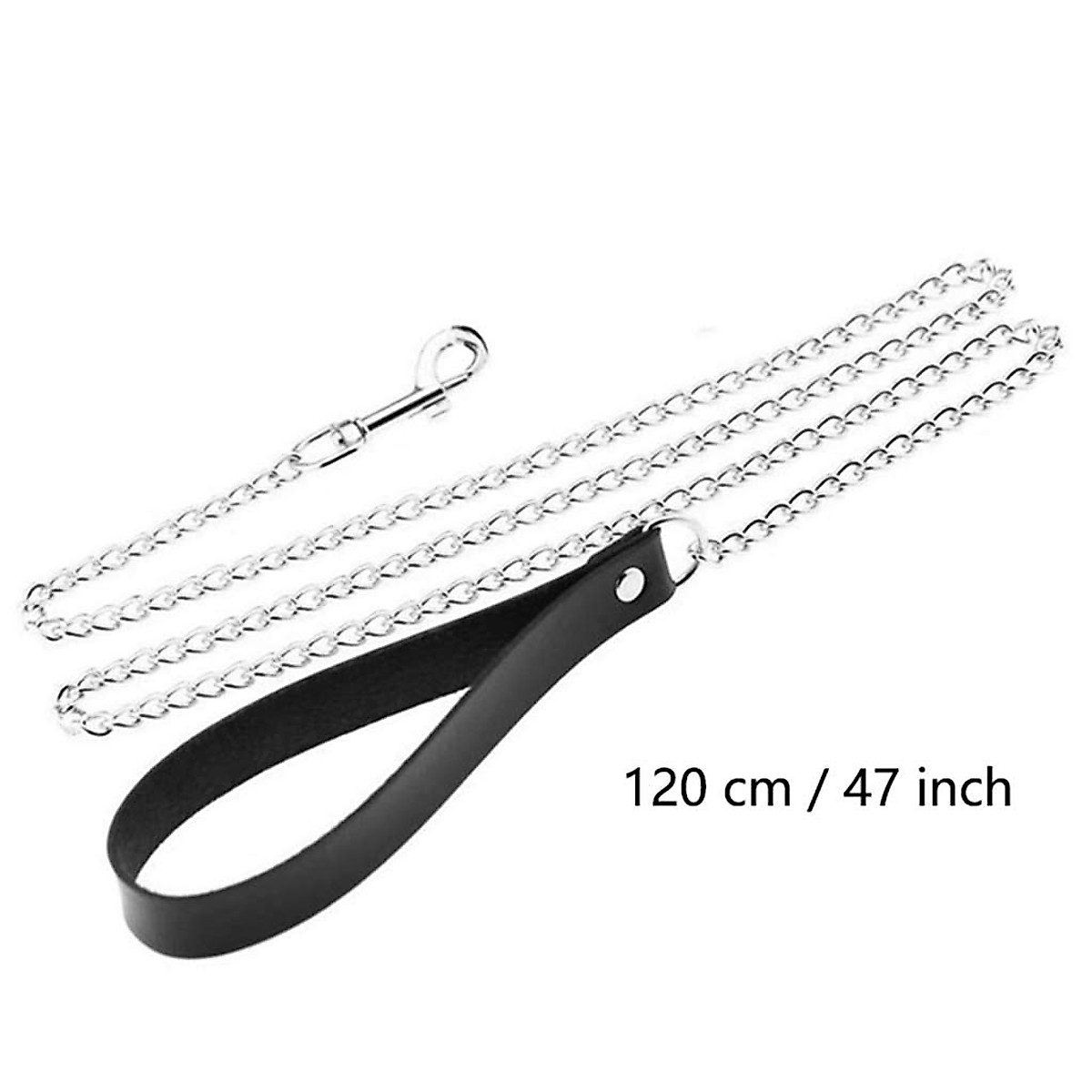 Daimay Leather Goth Choker Collar Circle Choker Necklace PU Punk Rock Collar Adjustable Size with Pulling Chain - Black with Rivet