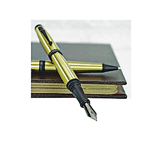 Monteverde Invincia Fountain Pen - Medium Nib, Black Ink Fountain Pen, Brass (MV42503)