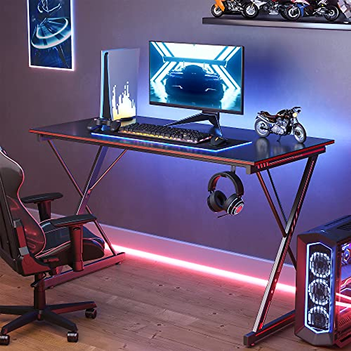 DESINO Gaming Desk 32 Inch PC Computer Desk, Home Office Desk Table Gamer Workstation, Simple Game Table, Black