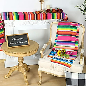 Habbi Mexican Table Runner 4Pack 14 x 110 Inches Large Mexican Theme Party Decoration for Cinco de Mayo Fiesta Party Serape Table Runner Red and Blue