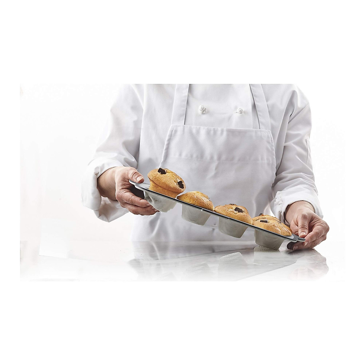 Trudeau Structure Pro Standard Muffin Pan, 12 Cavity Silicone Bakeware, Marble