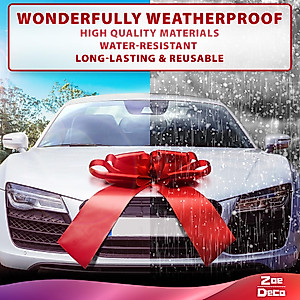 Zoe Deco Pre-Assembled Car Bow (Red, 23 inch) Gift Bows, Giant Bow for Car, Birthday Bow, Huge Car Bow, Car Bows, Big Bow for Gifts, Christmas Bows for Cars, Gift Wrapping, Big Gift Bow