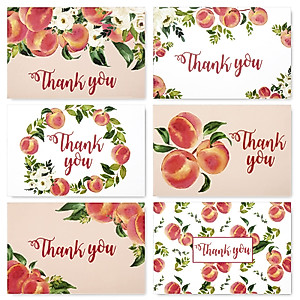 AnyDesign Peach Thank You Cards Bulk 30 Pack Thank You Blank Notes with Matching Seal Stickers White Envelopes Pink Peach Greeting Cards for Baby Shower Wedding Birthday Bridal Party Invitation
