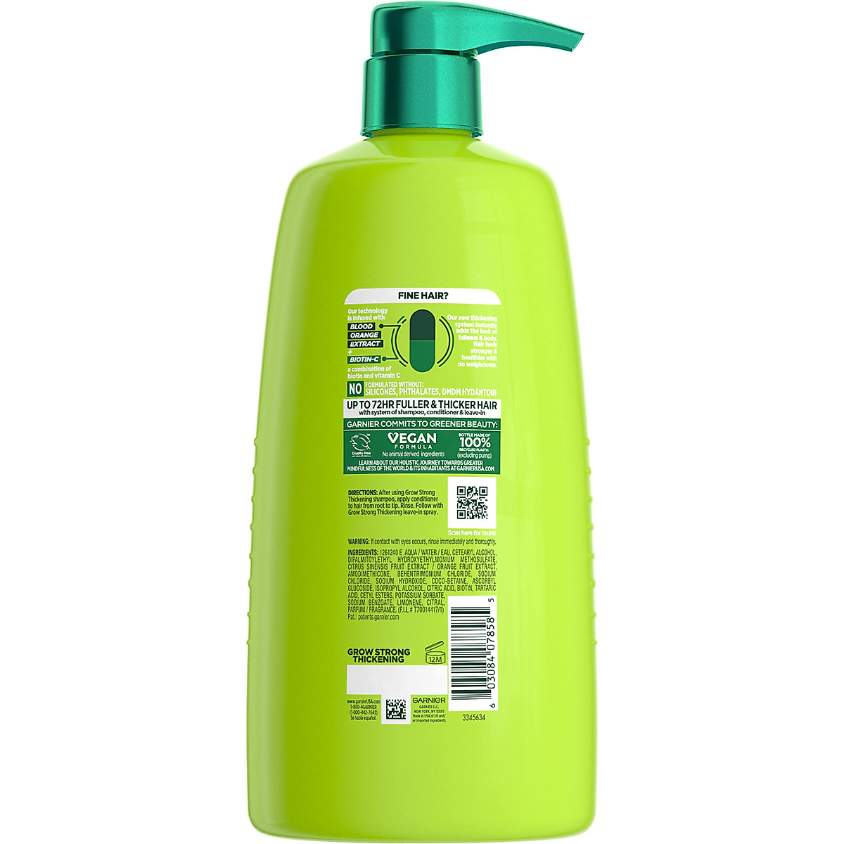 Garnier Fructis Grow Strong Thickening Conditioner for Fine Hair, Biotin-C, 32.3 Fl Oz, 1 Count (Packaging May Vary)