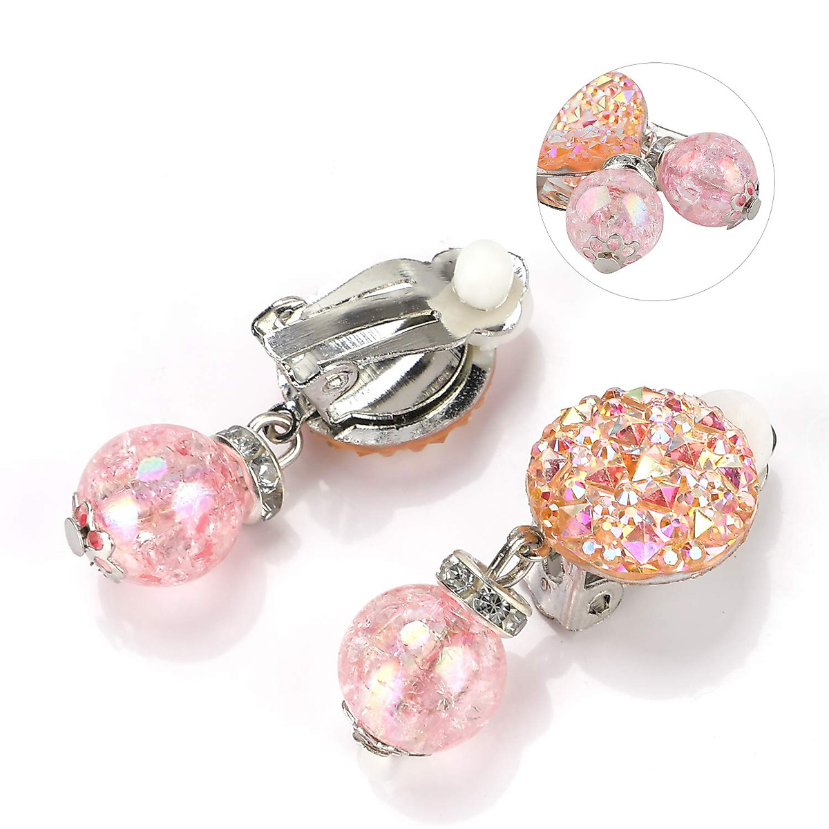 Hifot 7 Pairs Clip on Earrings Girls, No Pierced Design Earrings Dress up Pretend Princess Play Jewelry Accessories for Kids