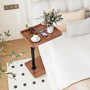 XNSDXV C Table End Table Adjustable Height, 360°Swivel TV Tray Table for Small Spaces, Couch Tables That Slide Under, C Shaped Side Tables Living Room and Bedroom for Sofa, Bed,Chair, Snack (Black)