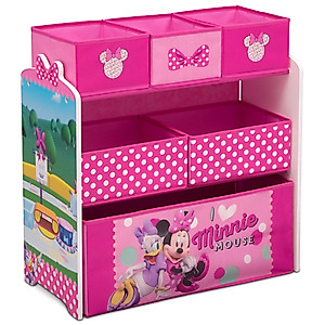 Delta Children Upholstered Chair, Wood, Disney Minnie Mouse & Disney Minnie Mouse 6 Bin Design and Store Toy Organizer