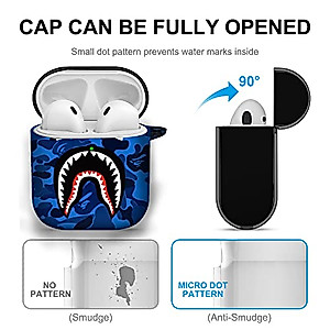 CULIPPA for AirPods 2 Case Cover Shark Mouth Camo Style Pattern Design for Airpods 2nd Generation Silicone Protective Case Shockproof for Women Girls with Keychain for Apple Airpods 2/1 Charging Case