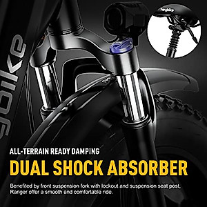 Heybike Ranger Electric Bike for Adults Foldable 20'' x 4.0 Fat Tire Step-Thru Bicycle with 500W Motor, 48V 15AH Removable Battery and Dual Shock Absorber Black