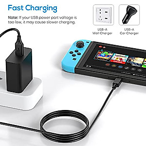 Charging Cable for Switch/Switch Lite/Switch OLED, Charger for Switch and Switch Lite, for Samsung Galaxy S9 S8 Note 8 and Other USB C Cable (9.8ft) Black