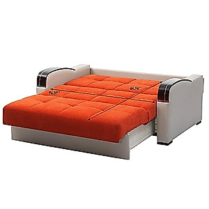 Sweethome Stores 74" Pull Bed with Storage, Firm, Fabric, 650 lbs Capacity, Sleeper Sofa, Futon for Living Room or Home Office Convertible Couch, DormirClack Sofabed, Orange