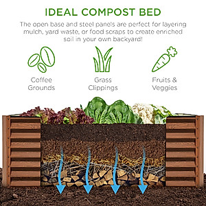 Best Choice Products 6x3x2ft Outdoor Metal Raised Garden Bed, Deep Root Box Planter for Vegetables, Flowers, Herbs, and Succulents w/ 269 Gallon Capacity - Wood Grain