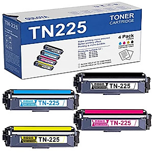 GULOYA Compatible TN 225 TN-225 High Yield Color Toner Replacement for Brother TN225 HL-3140CW 3150CDN MFC-9130CW 9140CDN DCP-9015CDW 9020CDN Printer (4 Pack,1BK/1C/1Y/1M)