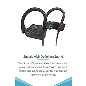 Lace velocity Audio Bluetooth Headphones, Wireless Sports Earbuds w/Mic Ipx7 Waterproof HD Stereo Heavy Bass Noise Cancelling 8 Hour Battery Headsets, Black