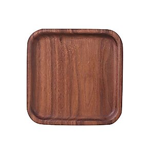 Peyan Black Walnut Square Wood Serving Tray Wooden Vintage Decorative Cake Coffee Tea Platter Kitchen Utensils 5" x 5"