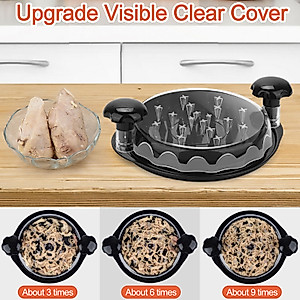 Chicken Shredder,Chicken Shredder Tool Twist Large Meat Shredder with Clear Cover and Non-Skid Base, Ergonomic Handle,Dishwasher Safe,Equipped with Pad Cloth and Brush (Black Chicken Shredder)