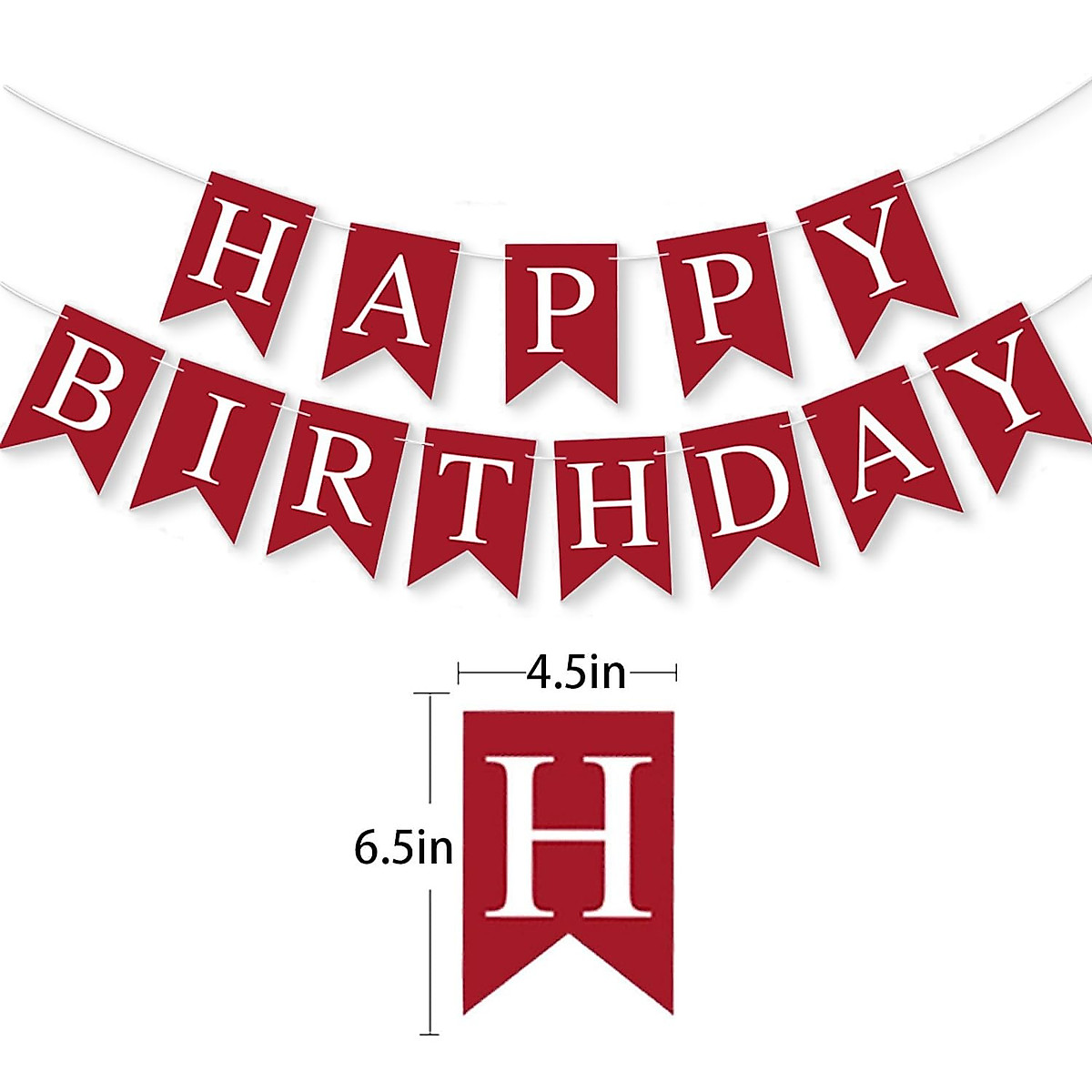 Burgundy Maroon Red Happy Birthday Décor Banners Sign Decorations for Adults Women Men Teen Boys Girls Kids Birthday Party Garland Backdrop Supplies