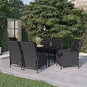 WHOPBXGAD 7 Piece Patio Dining Set Lawn Furniture,Patio Furniture Sets,Patio furnitureSui for patios, Gardens, lawns, Balconies, Poolside,Dark Gray