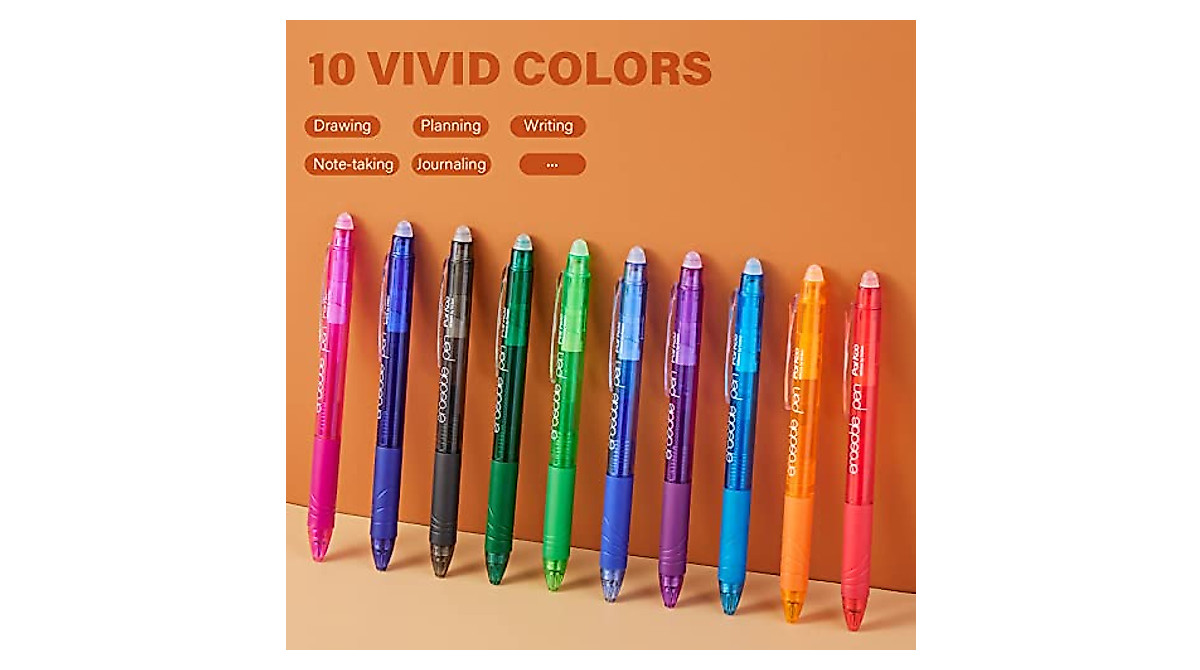 ParKoo Retractable Erasable Gel Pens – 10-Color Fine Point 0.7mm