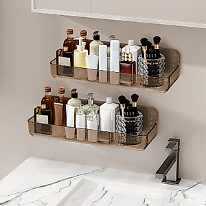 Diesisa 2pc Acrylic Wall Mounted Shower Caddy, Adhesive Shelf, Bathroom Shelves for Wall, Self Adhesive Organizer, No Drilling Hang Walls, with Self Adhesive Tape, for Bathroom, Kitchen, Living Room