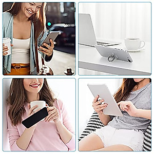 cobee Cell Phone Ring Stands, 2 Pcs 180/360 Degree Rotation Finger Kickstand Round Transparent Phone Ring Holders with Diamond Glitter Finger Mount with Grip for Most Smartphones(Round-Style)