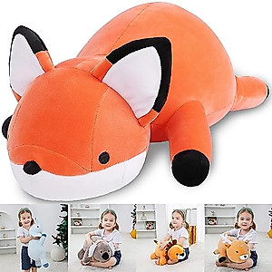 WeBingo Weighted Stuffed Animals, 24" Weighted Fox Plush Toy 4.2 Lb Soft Pillow Cute Giant Plushie Gifts for Kids & Adults(Fox)