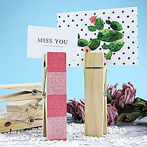 RIVERKING big/giant clothes pins,natural wooden craft clips,photo wooden clips for photo paper diy,wedding and bathroom decoration(6pcs,6 inch)