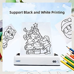vretti A4 Wireless Bluetooth USB Portable Printer Compatible with Android and iOS Phone Support 8.5×11 Inches Thermal Paper for Outdoors Home Office Travel Students and Cars Printing
