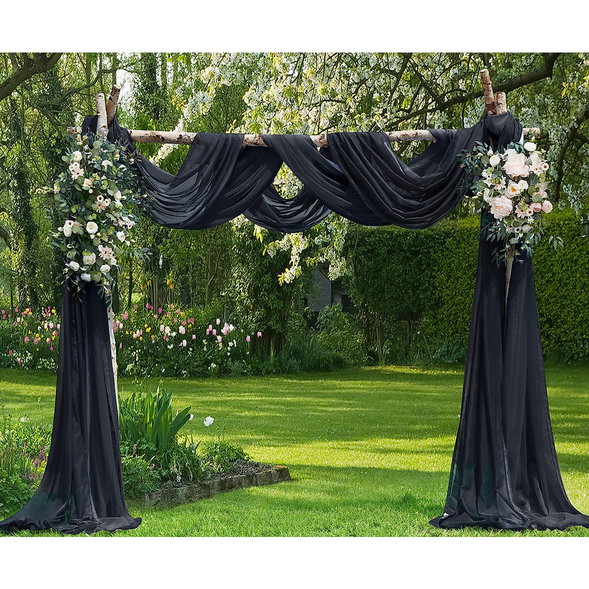 WARM HOME DESIGNS 2 Black Backdrop Curtain Bundle. 55 x 216 Inch Black Fabric or Black Curtain Backdrop for Black Wedding Decorations & Gothic Wedding Decor. ADS Black 216"